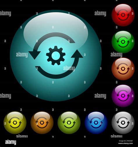 Refresh Settings Icons In Color Illuminated Spherical Glass Buttons On