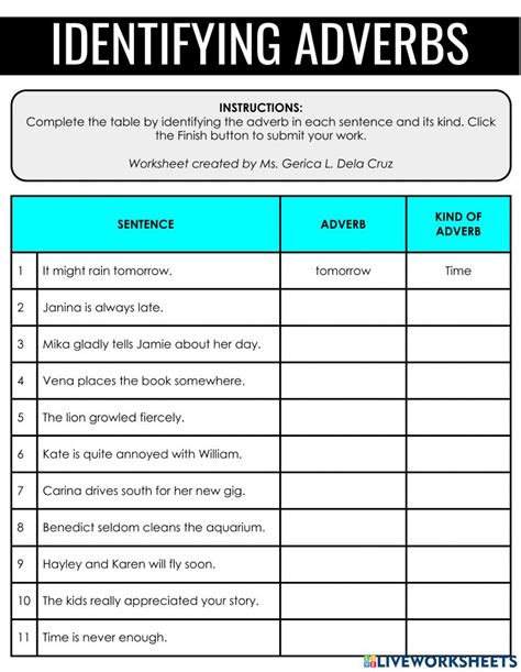 Identifying Adverbs Esl Worksheet By Dilara Tinsley Worksheets Library