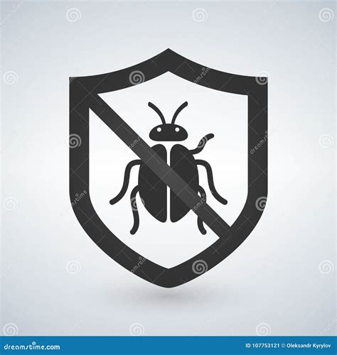 Shield With Bug Icon Virus Protection Symbol Stock Illustration