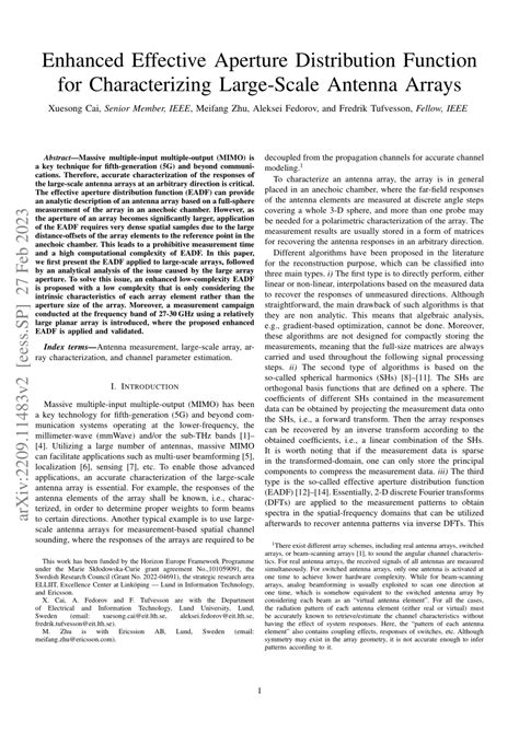 Pdf Enhanced Effective Aperture Distribution Function For Characterizing Large Scale Antenna