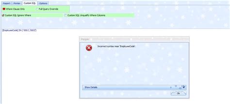 how to add a where clause to a custom report on the custom sql tab