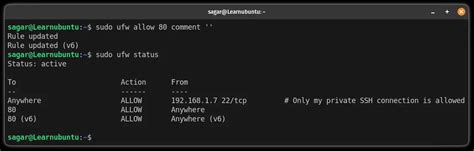 Add Comments In Ufw Firewall Rules
