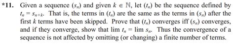 solved 11 given a sequence sn and given k e n let tn