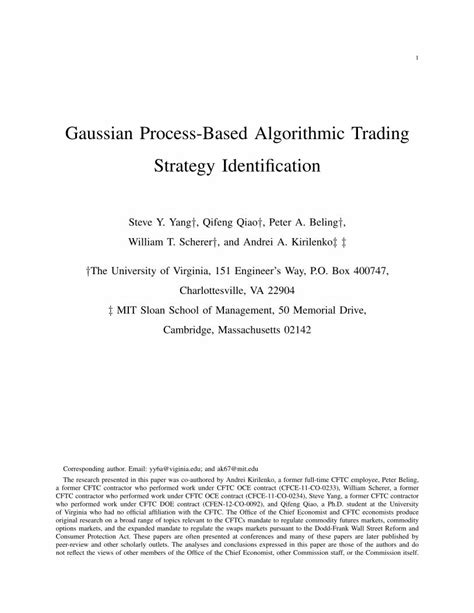 pdf gaussian process based algorithmic trading strategy · pdf file1 gaussian process based