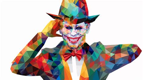 Joker Guy Model With Triangle Mosaic Icon Mesh Premium Ai Generated Vector