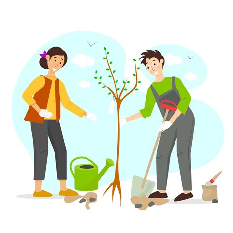 Tree Planting Vector Art Icons And Graphics For Free Download
