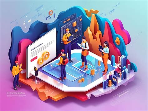 Premium Ai Image Developers Team Concept 3d Isometric Web Landing Page People Develop Programs