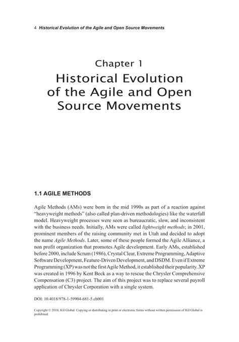 Pdf Historical Evolution Of The Agile And Open Source Movements