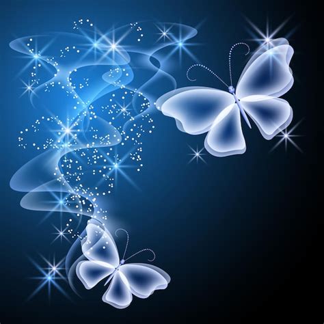 연기와 빛나는 나비 프리미엄 벡터