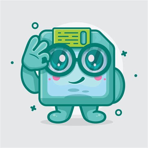 Premium Vector Cute Floppy Disk Character Mascot With Ok Sign Hand Gesture Isolated Cartoon In