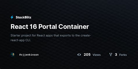 React 16 Portal Container Stackblitz