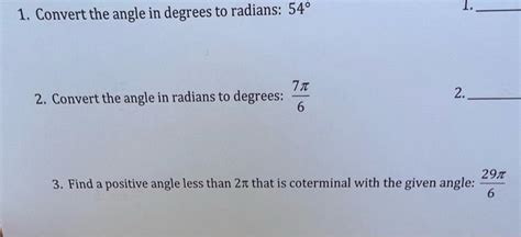 Solved Convert The Angle In Degrees To Radians Chegg Com