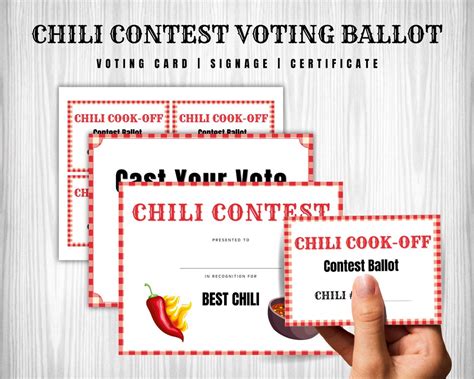 Chili Cook Off Party Printable Voting Ballots Chili Numbers Chili