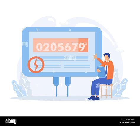Sustainability Illustration Characters Monitoring Private Electricity And Central Heating Meter