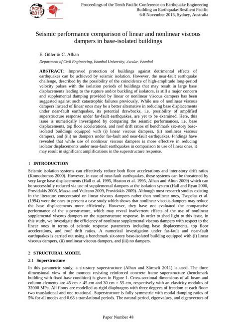 Pdf Seismic Performance Comparison Of Linear And Nonlinear · Seismic Performance