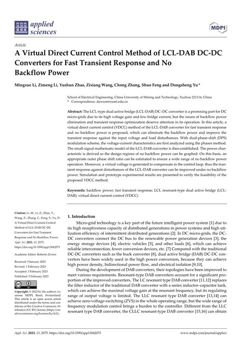 Pdf A Virtual Direct Current Control Method Of Lcl Dab Dc Dc