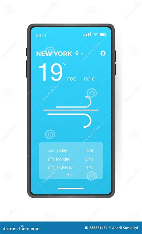 Mobile Weather App Interface Design Gui Elements For Weather Forecast