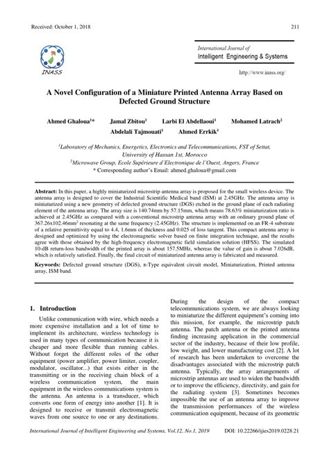 Pdf A Novel Configuration Of A Miniature Printed Antenna Array Based