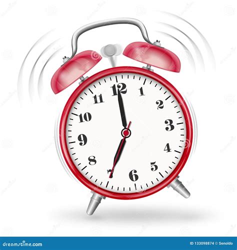 Classic Ringing Alarm Clock Icon With Red Surface Stock Illustration Illustration Of