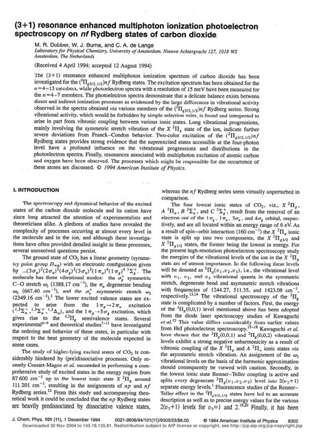 Pdf 31 Resonance Enhanced Multiphoton Ionization Photoelectron