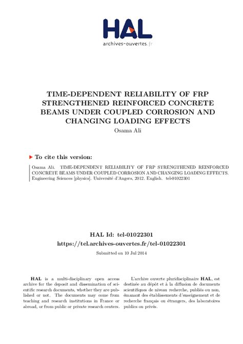 Pdf Time Dependent Reliability Of Frp Strengthened Reinforced Concrete Beams Under Coupled