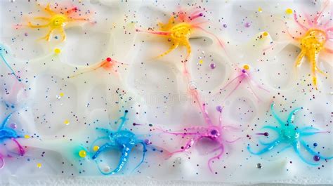 Close Up Of Glowing Neuron Synapses With Vibrant Neurotransmitters In