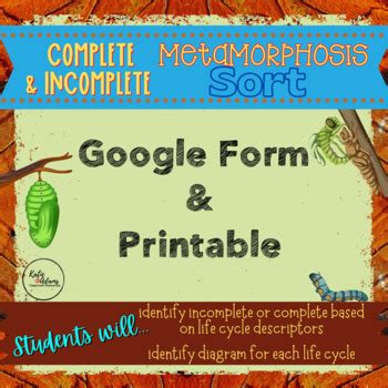 Complete Incomplete Metamorphosis Sort Google Form And Printable