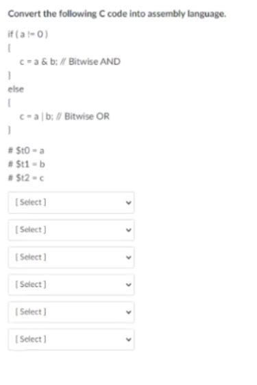 Solved Convert The Following C Code Into Assembly Language
