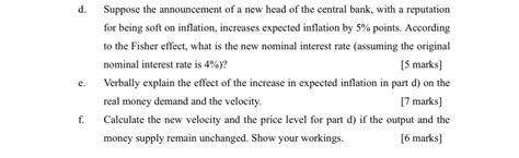 Solved Question 3 40 Marks An Economy Has The Following