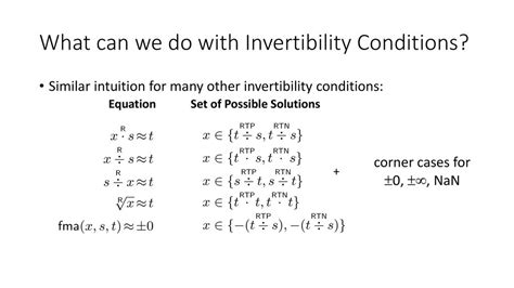 invertibility conditions for floating point formulas ppt download