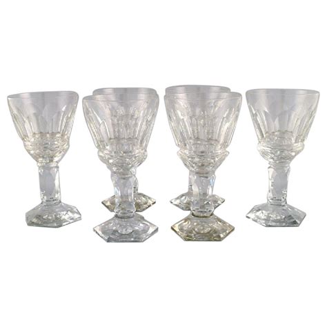 Baccarat France Twelve Art Deco Assas Red Wine Glasses In Crystal