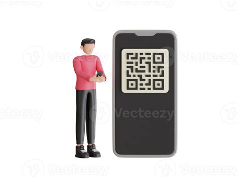 Qr Code Scanning 3d Illustration Man Use Smartphone And Scan Qr Code For Payment And Everything