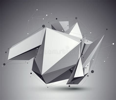 Object With Dots Molecular Grid 3d Technology Style With Particle