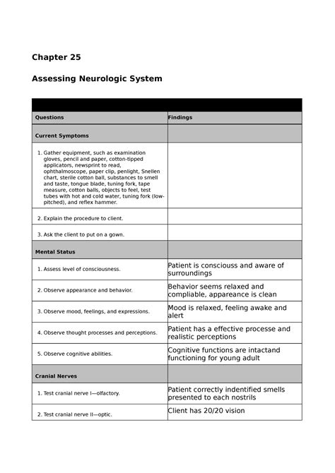 Pag Chapter 25 Ch 25 Neurologic System Chapter 25 Assessing