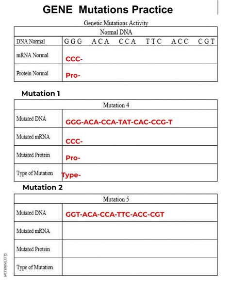 genetic mutations assignment worksheet live worksheets worksheets