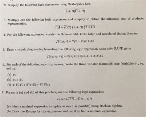 Solved 2 Simplify The Following Logic Expression Using