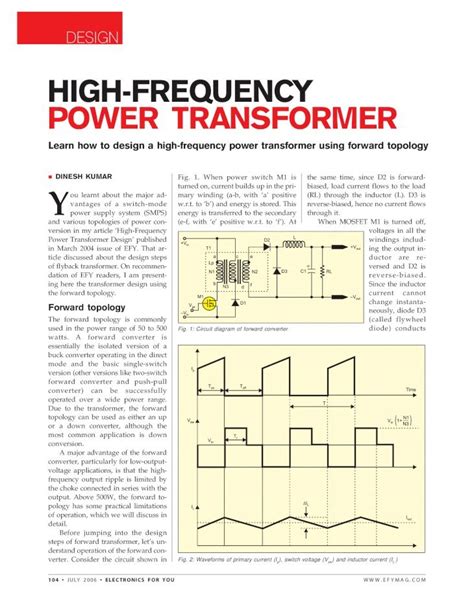Pdf Learn How To Design A High Frequency Power Transformer Using Forward Topology Dokumentips