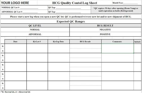Quality Control Log Sheet Template Abnormality Action Tracking