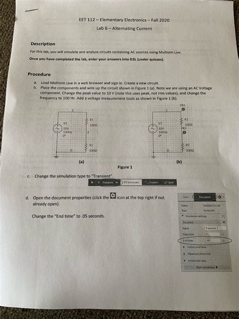 Solved EET 112 Elementary Electronics Fall 2020 Lab 6 Chegg Com