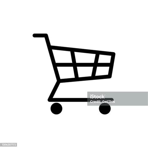 검은 색의 쇼핑 카트 라인 아이콘 윤곽 기호 흰색 배경에 격리 된 선형 스타일의 그림 웹 또는 앱에 대한 기호 로고 그림입니다 벡터 Eps 10 개념에 대한 스톡 벡터 아트