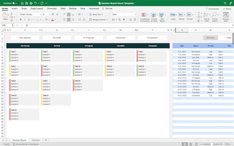 Kanban Board Excel Template Task Tracker Project Management Gantt