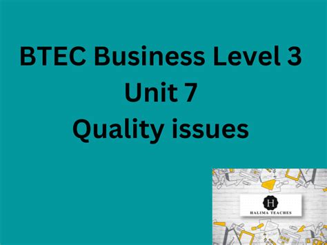 Btec Business Level 3 Unit 7 Quality Issues Teaching Resources