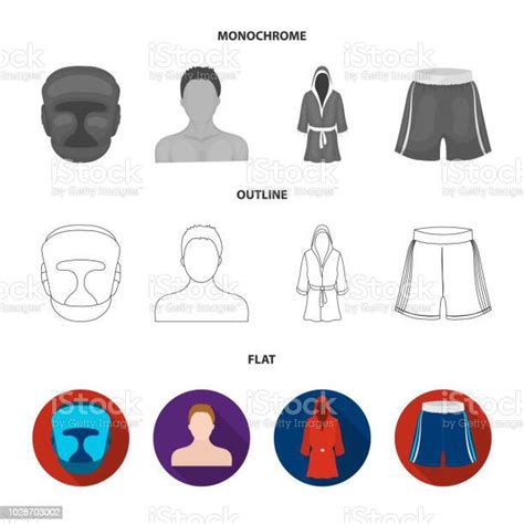 권투 스포츠 마스크 헬멧입니다 권투는 평면 개요 흑백 스타일 벡터 기호 재고 일러스트 웹 컬렉션 아이콘을 설정합니다 0명에 대한