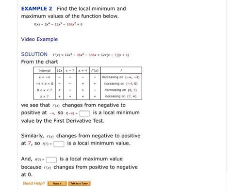Solved Example 2 Find The Local Minimum And Maximum Values