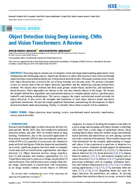 Pdf Object Detection Using Deep Learning Cnns And Vision Transformers A Review