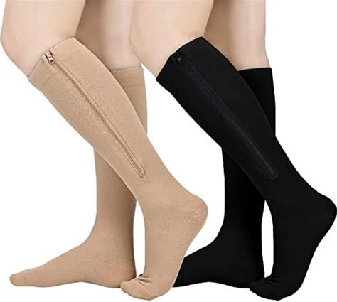 2 Pairs Zipper Compression Socks Women And Men Closed Toe Compression