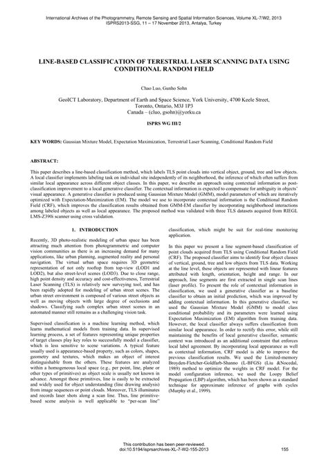 Pdf Line Based Classification Of Terrestrial Laser Scanning Data