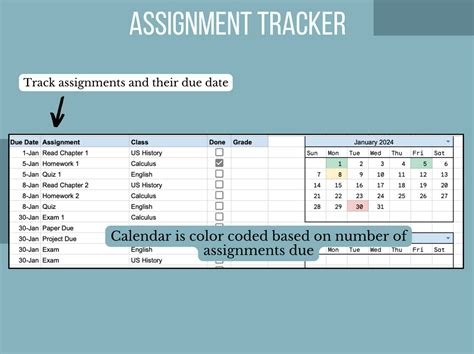 GOOGLE SHEETS Assignment Tracker Etsy