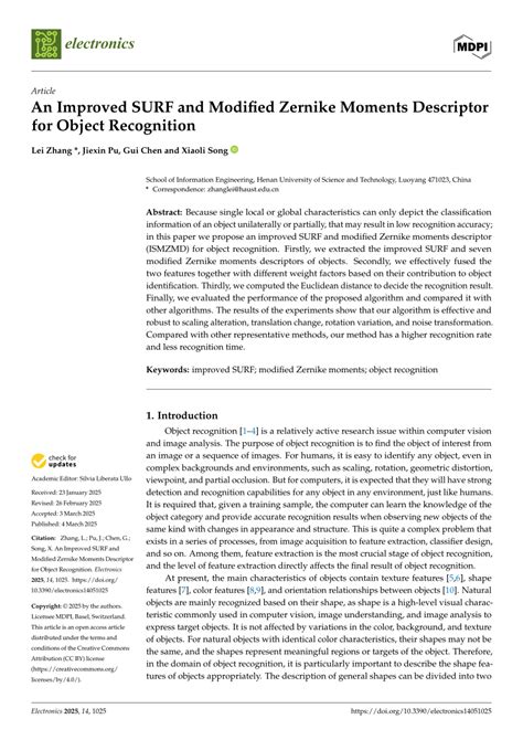 Pdf An Improved Surf And Modified Zernike Moments Descriptor For Object Recognition
