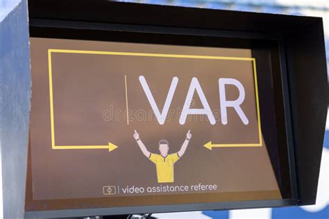 Var System Screen System Video Assistant Referee During The Match